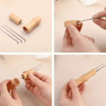 Vilt mat rond | Met viltnaalden houder hout | Inclusief 3 naalden ...